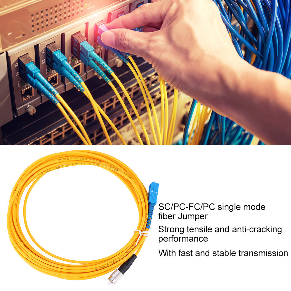5x Fiber Jumper SC To FC Single Mode Core Fiber Optic Cable 5M HB0 ...