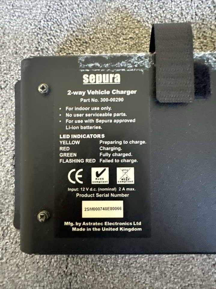 Sepura 300-00290 2 Way In Vehicle Car Charger - For STP Tetra STP8/9000 ...