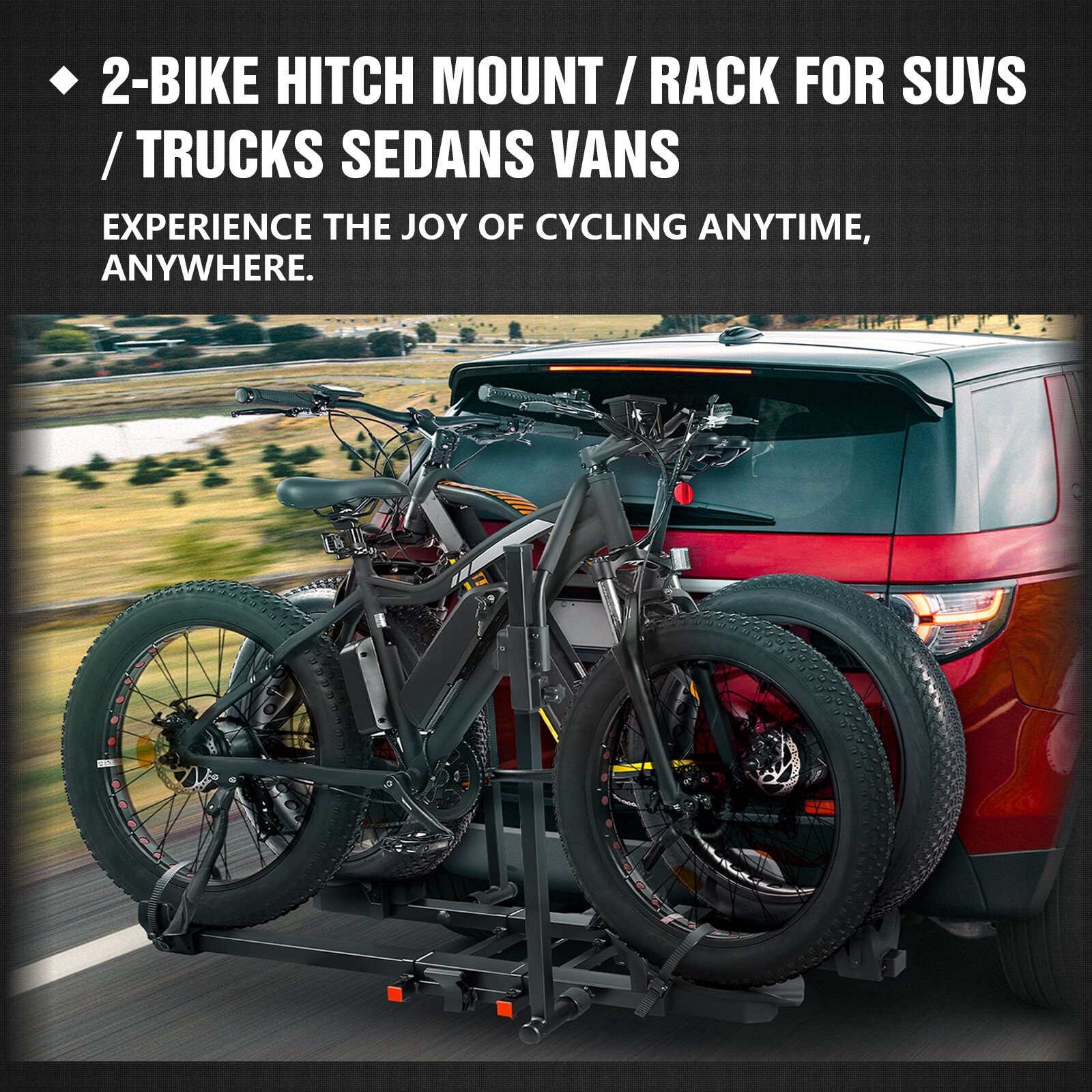 2 Bike Platform Rear Car Carrier Rack Hitch Mount 2" Receiver 160LBS ...