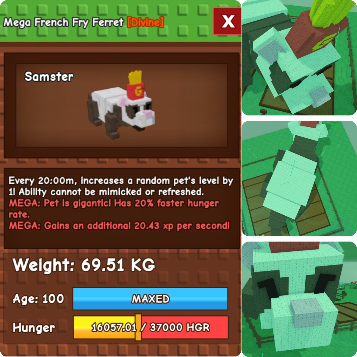 GROW A GARDEN MEGA FRENCH FRY FERRET 20MIN CD ONLINE 24/7 FAST DELIVERY ...