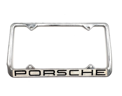 Vintage Stainless Porsche License Plate Frame OEM Black Letters on ...