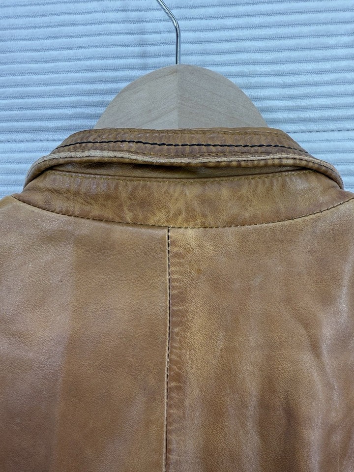 Sundance Catalog Gabriella Sheep Skin Leather Jacket Brown 3 Button ...