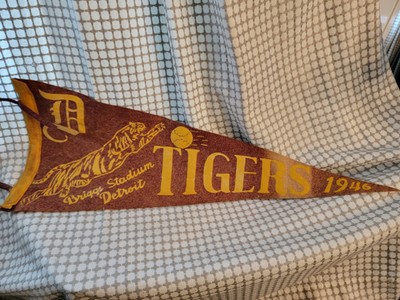 Vtg 1940s Detroit Tigers Football Briggs Stadium Felt Pennant 30” 1946 ...
