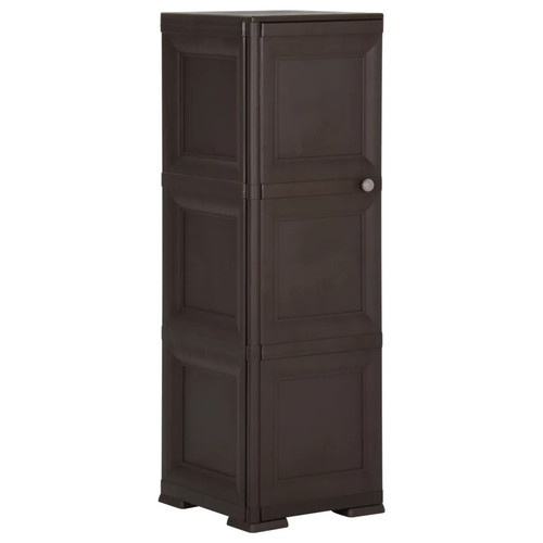 Plastic Cabinet 40x43x125 cm Wood Design Brown Storage Organizer ...