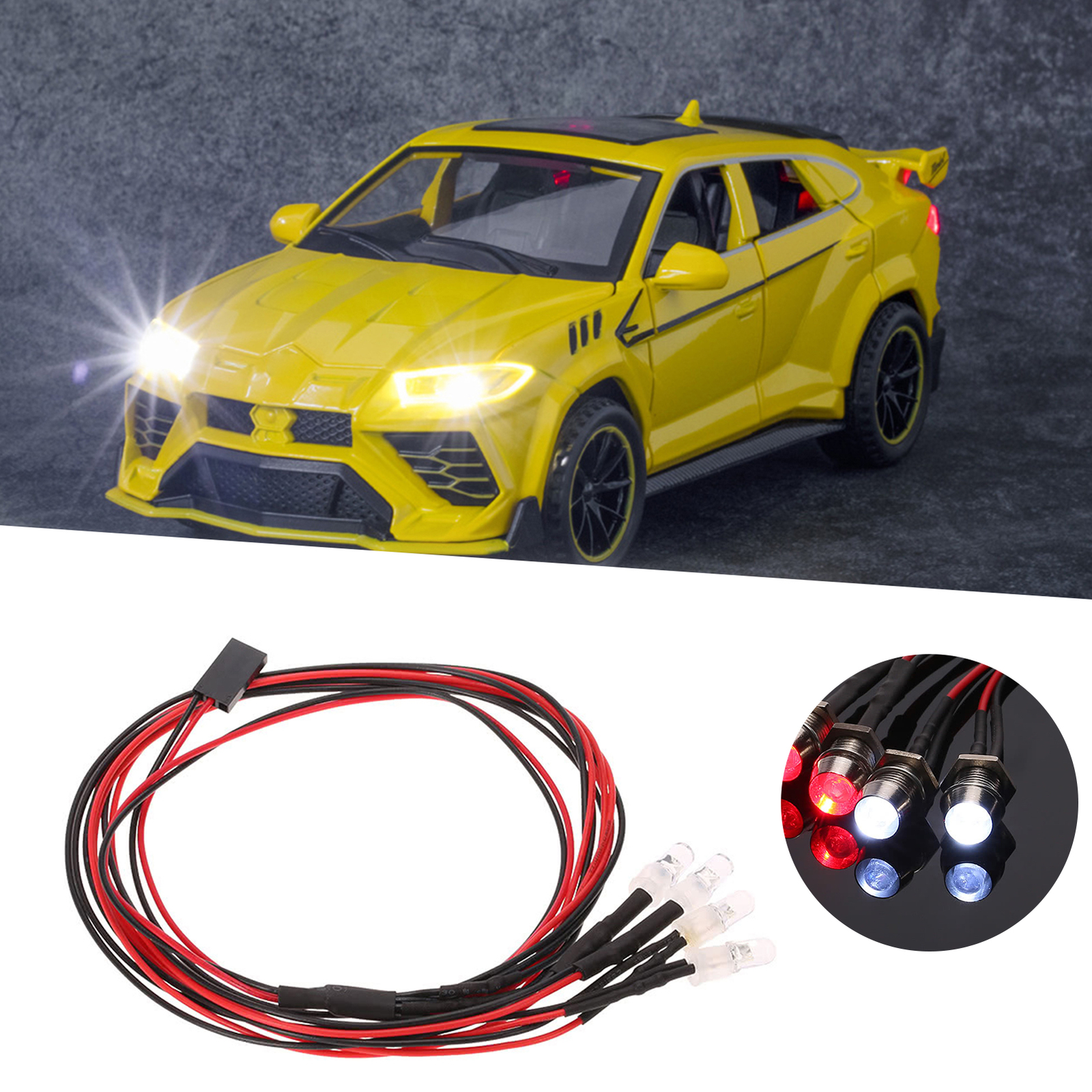 1 Set Rc Car Light Cool Lighting Miniature White Red Led Light Rc Car ...