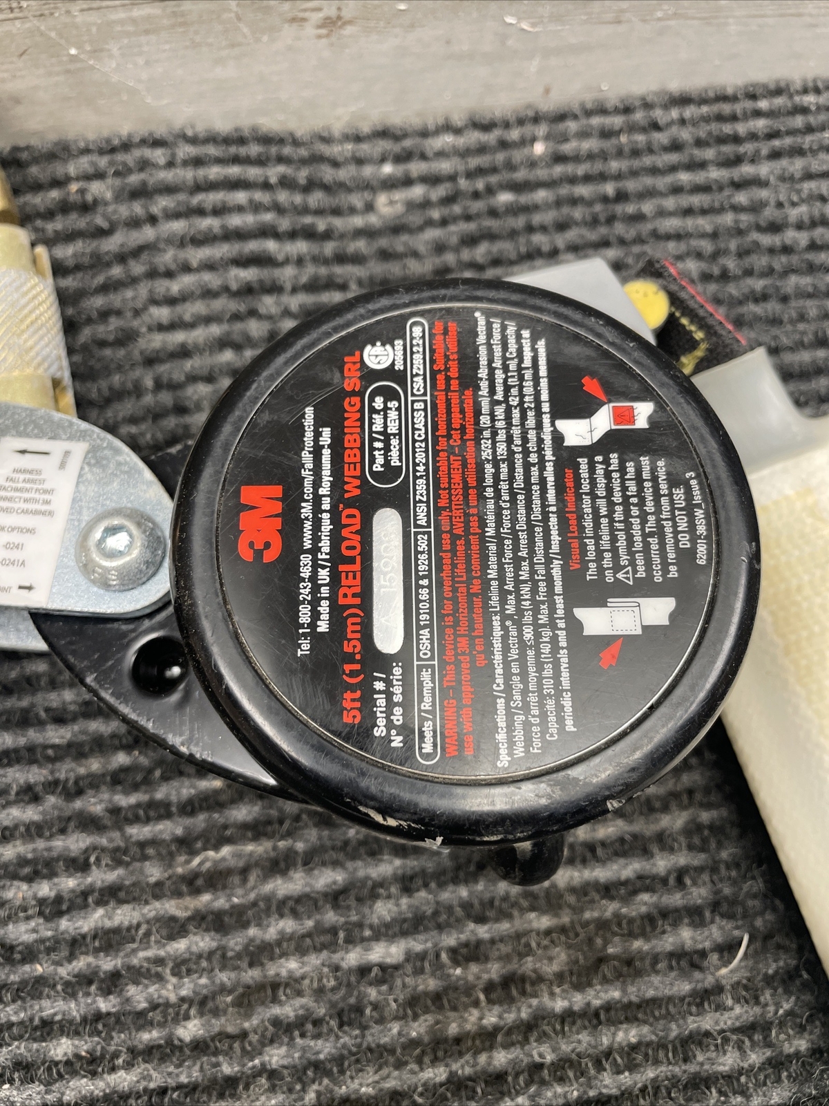 3M DL-7 FALL PROTECTION SAFETY LIFE LINE DUAL LEG RETRACTABLE 900LBS ...