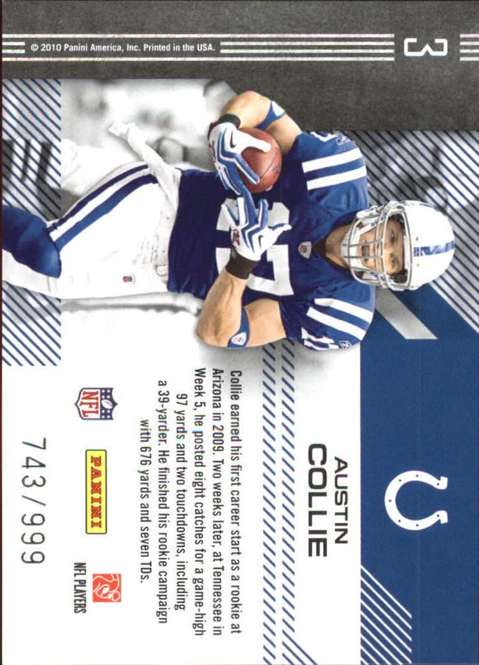 2010 Donruss Elite Chain Reaction Gold #3 Austin Collie Card /999 | eBay