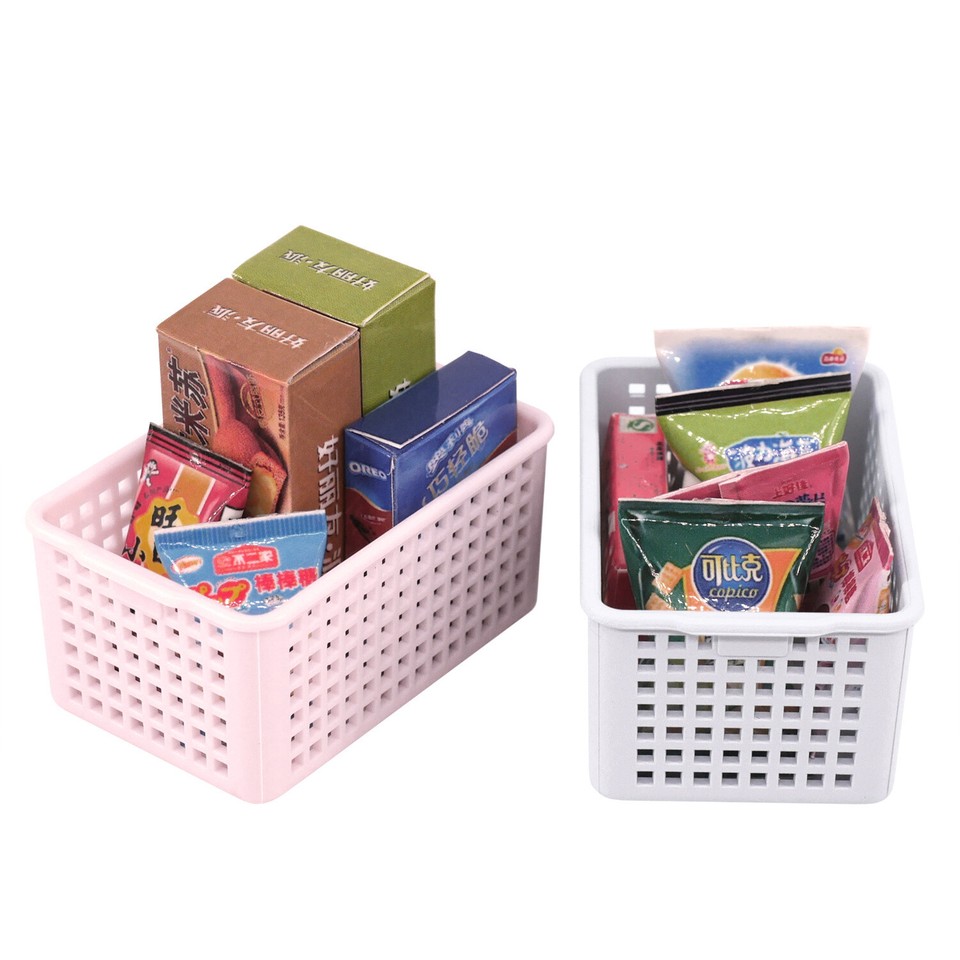 2PC Dollhouse 1/12 Miniature Storage Boxes Basket Furniture Model ...