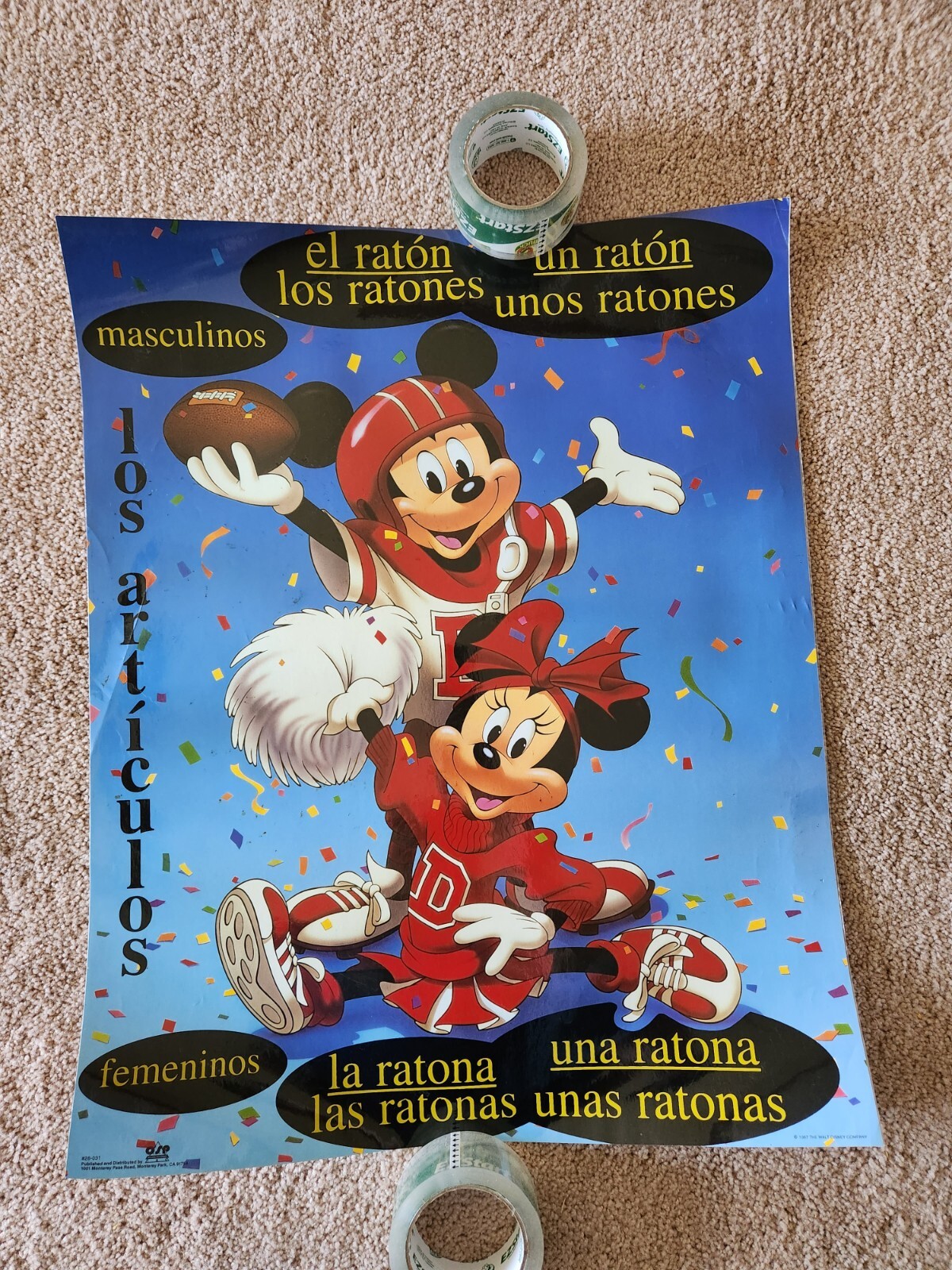 Mickey Mouse Minnie Mouse Football Spanish Language School Poster ...