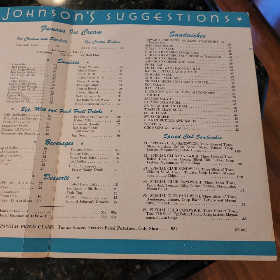 Vintage Howard Johnson's Restaurant Dinner Menu Delicious Food | eBay