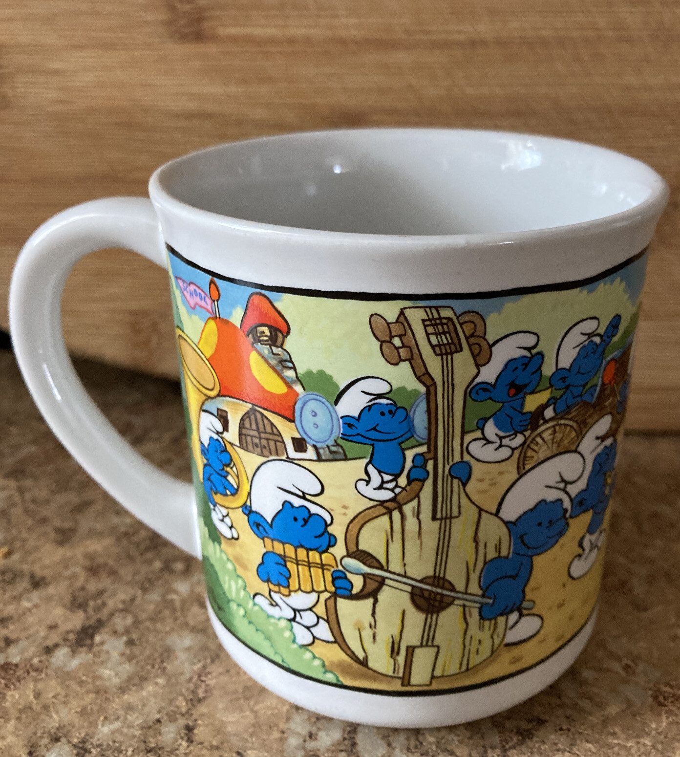 Vintage PAPA 1982 Smurf Ceramic Coffee Mug Wallace Berrie Japan Smurf ...