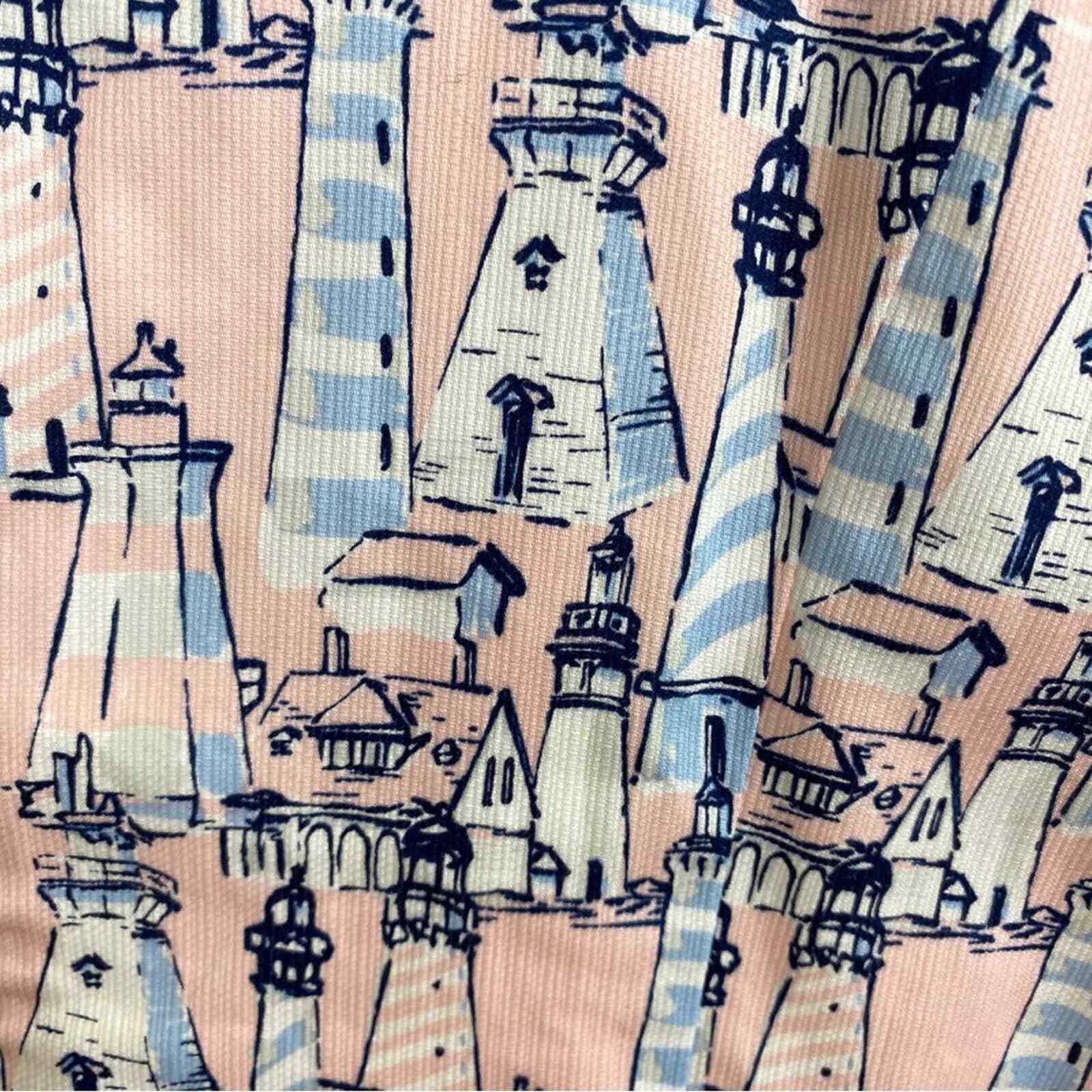 Lauren James Pink Blue Preppy Lighthouse Shift Dress - Gem