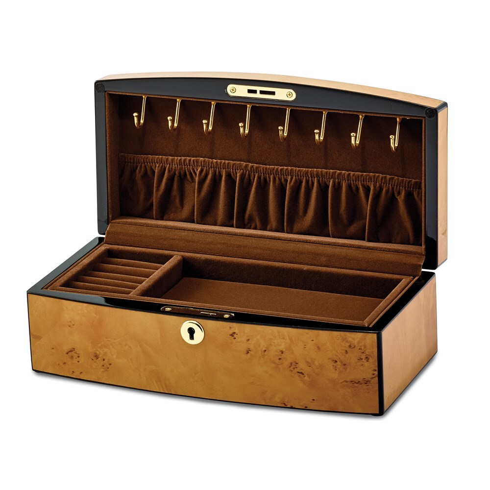 Luxury Giftware High Gloss Finish Burlwood Veneer Locking Wooden ...