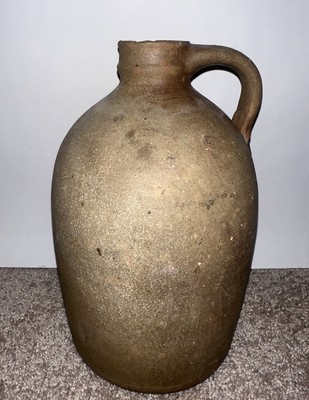 Early Primitive Jug 9" Antique Salt Glaze Stoneware Half Gallon | eBay