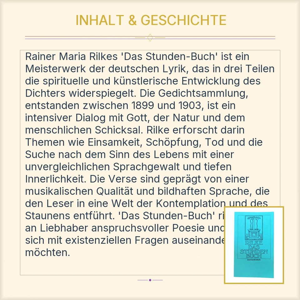 Rainer Maria Rilke Das Stunden-Buch Lyrik Insel Verlag Taschenbuch | eBay