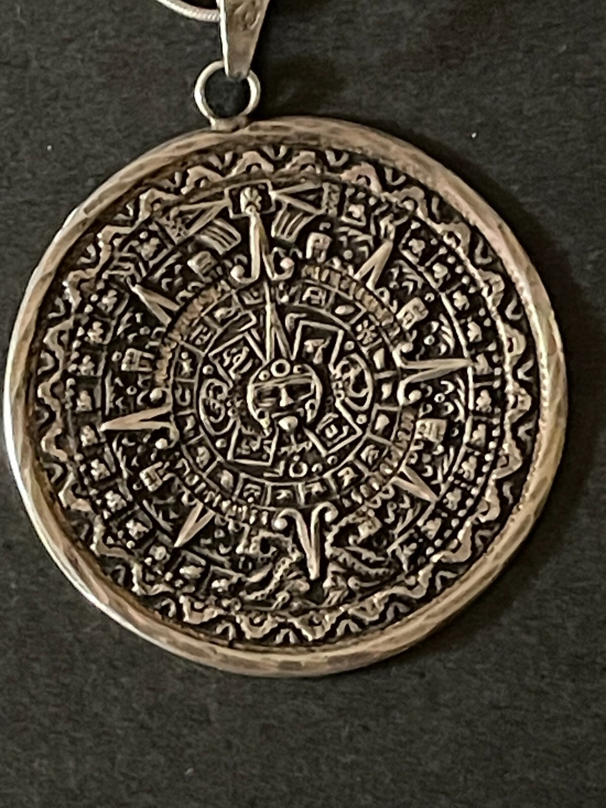 Vintage 925 Sterling Mexico Aztec Sun Face Pendant 2… - Gem