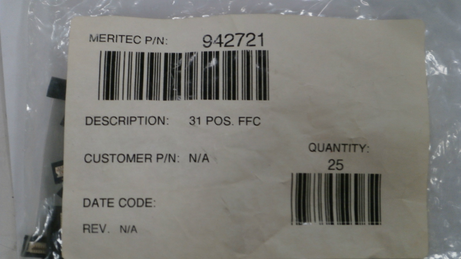 Meritec FFC 31 Position Flex Cable/3" P/N 942721/Qty 25 | eBay