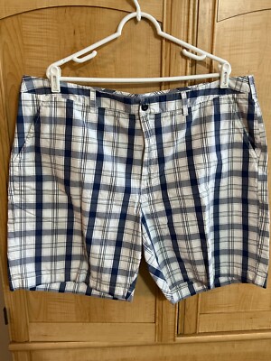 Croft & Barrow Blue & White Plaid Classic Fit Mens Cotton Shorts Size ...