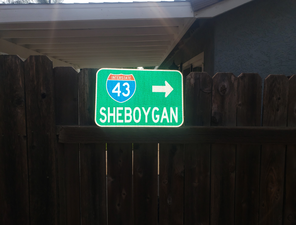 SHEBOYGAN Interstate 43 route road sign - Wisconsin, Packers, NFL ...