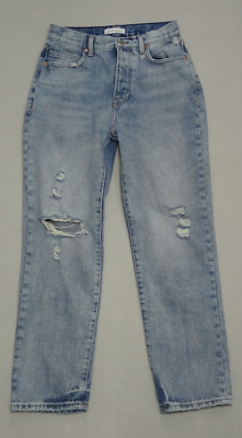 Betro Simone Loose Fit Jeans High Rise Light Blue Wash Distressed Woman ...