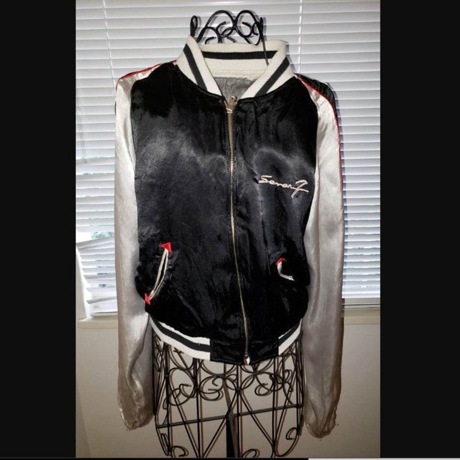 Vintage 7 Seven Express Silky Satin Reversible Varsit… - Gem