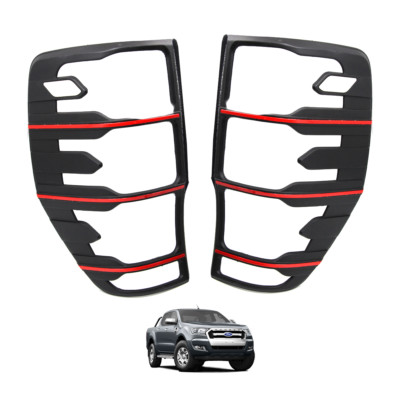 Matt Black Red Tail Lamp Rear Light Cover Trim For Ford Ranger MK2 T6 ...