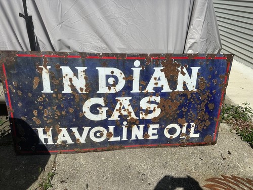 vintage original porcelain gas station signs Indian gas and Havoline ...