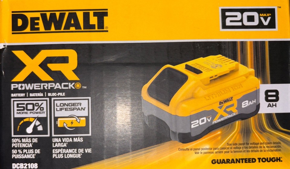 DeWalt 20V MAX XR POWERPACK 8 AH Battery DCB2108 BRAND NEW IN BOX! | eBay