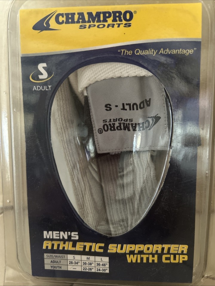Champro Men’s Athletic Supporter With Cup. Adult Small. Jock Strap. 28 ...