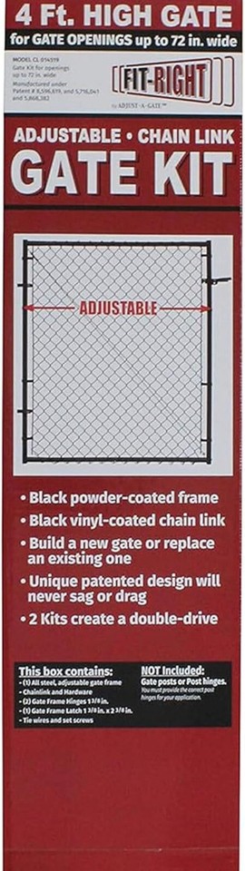 Fit-Right Adjustable Chain Link Gate Kit for Outdoor Decking & Fencing ...