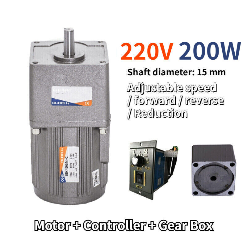 AC 220V Electric Gear Motor Reversible 200W Variable Speed Controller ...