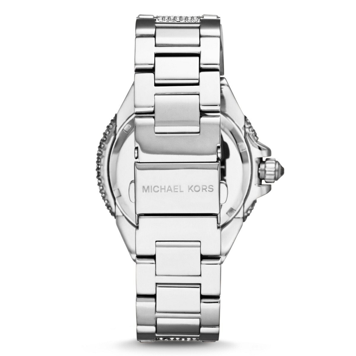 Michael Kors MK5869 Camille Ladies Silver Glitz Stainless Chrono Watch ...