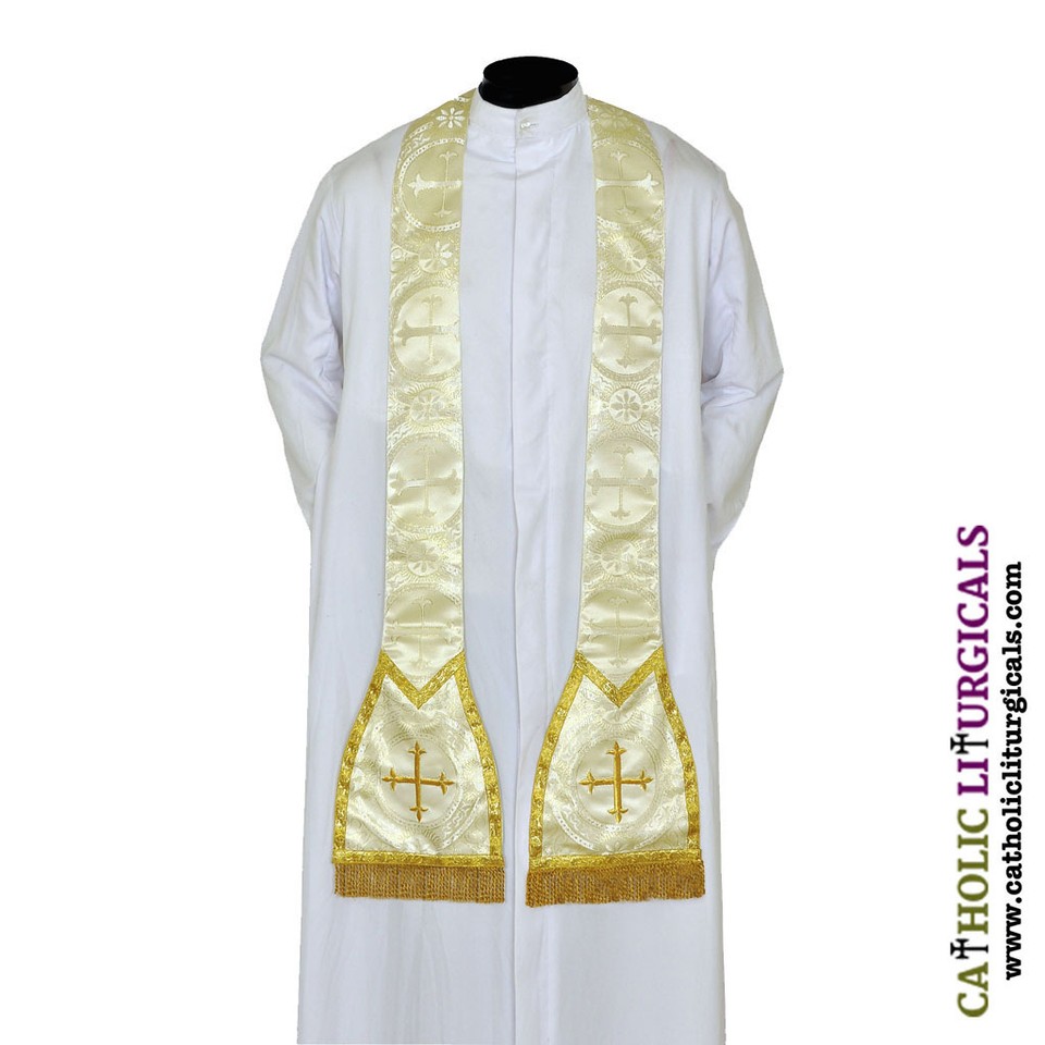 Metallic Gold Roman Chasuble Fiddleback Vestment Fiddleback 5pcs set ...