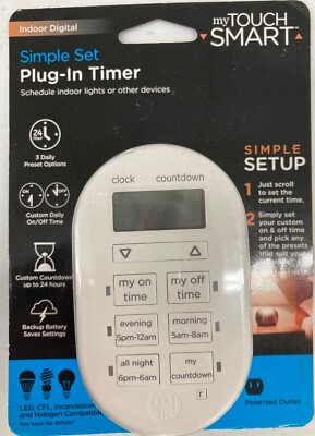 MY TOUCH SMART Indoor Digital Polarized Outlet Simple Set Plug-In Timer ...