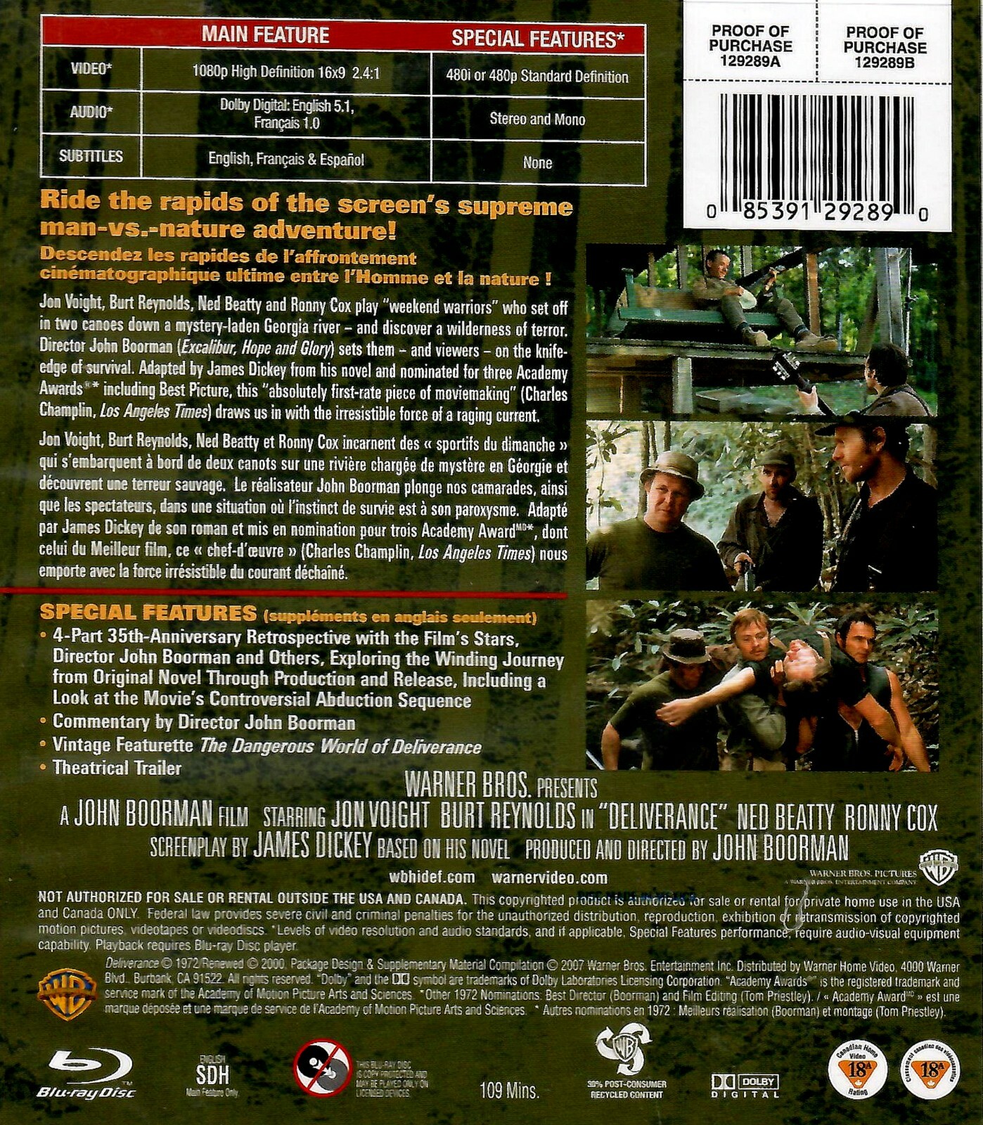 Deliverance (Blu-ray Disc, 2007, Canadian French) for sale online | eBay