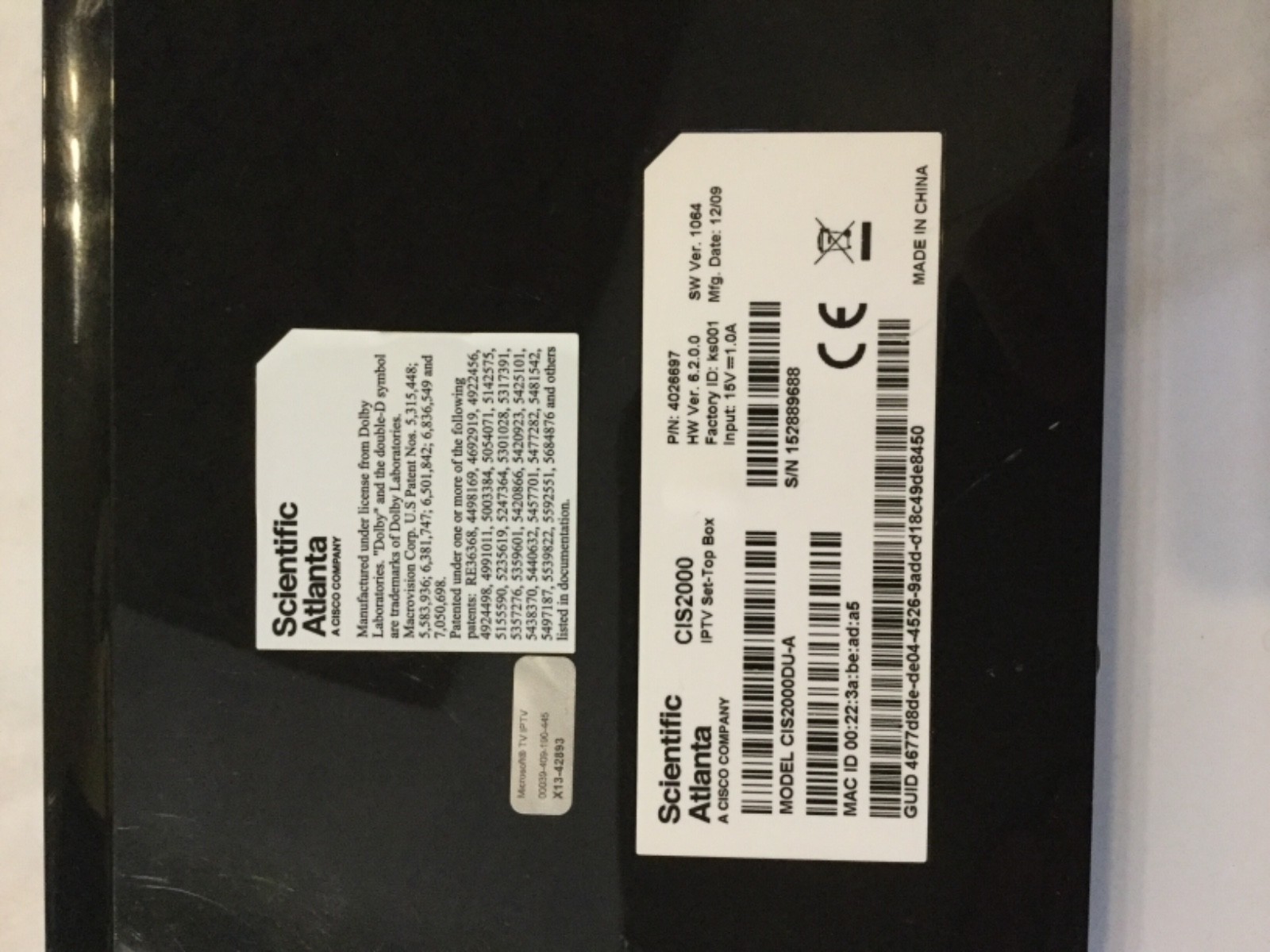 CIS2000 IPTV Set - Top Box Scientific Atlanta P/N 4026697 ip television ...