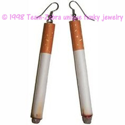 Realistic CIGARETTES FUNKY EARRINGS Smoker Anti-Smoking Novelty Costume ...