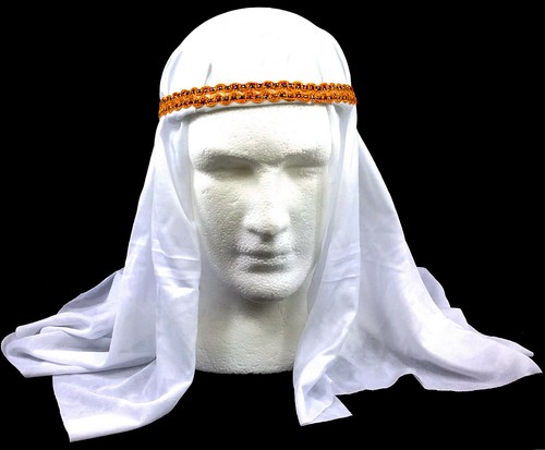 Sheik White Headdress Arab Hat Arabian Middle East Headpiece Costume ...