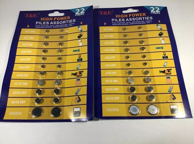 Botton Cell Battery VALUE Pack Assorted 44 Batteries 2 Cards Free ...