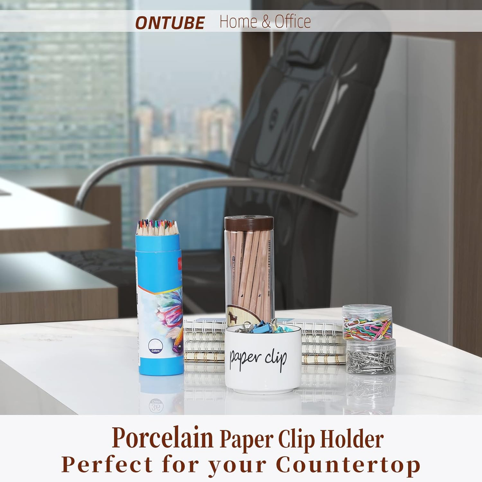 Farmhouse Paper Clip Holders,Ceramic Binder Clip Dispenser Organizer ...