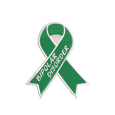 Bipolar Disorder Support Ribbon Green Patch Embroidered Iron-on ...