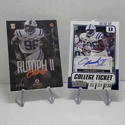 CHRIS RUMPH II College Ticket Rookie SP AUTO + Luminance RC /50 Duke ...