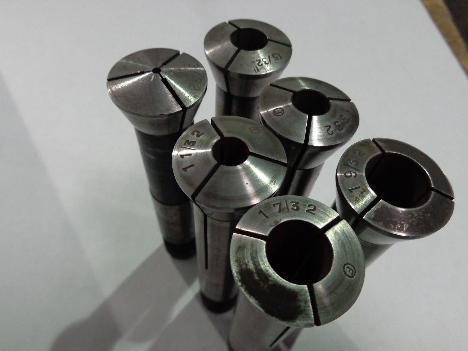 Used U2 Cutter Grinder Collets 6 pieces 3/32, 11/32, 13/32, 15/32, 17/ ...