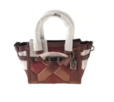 Coach Swagger Oxblood Patchwork Satchel/Crossbody w/Turnlock Detail ...