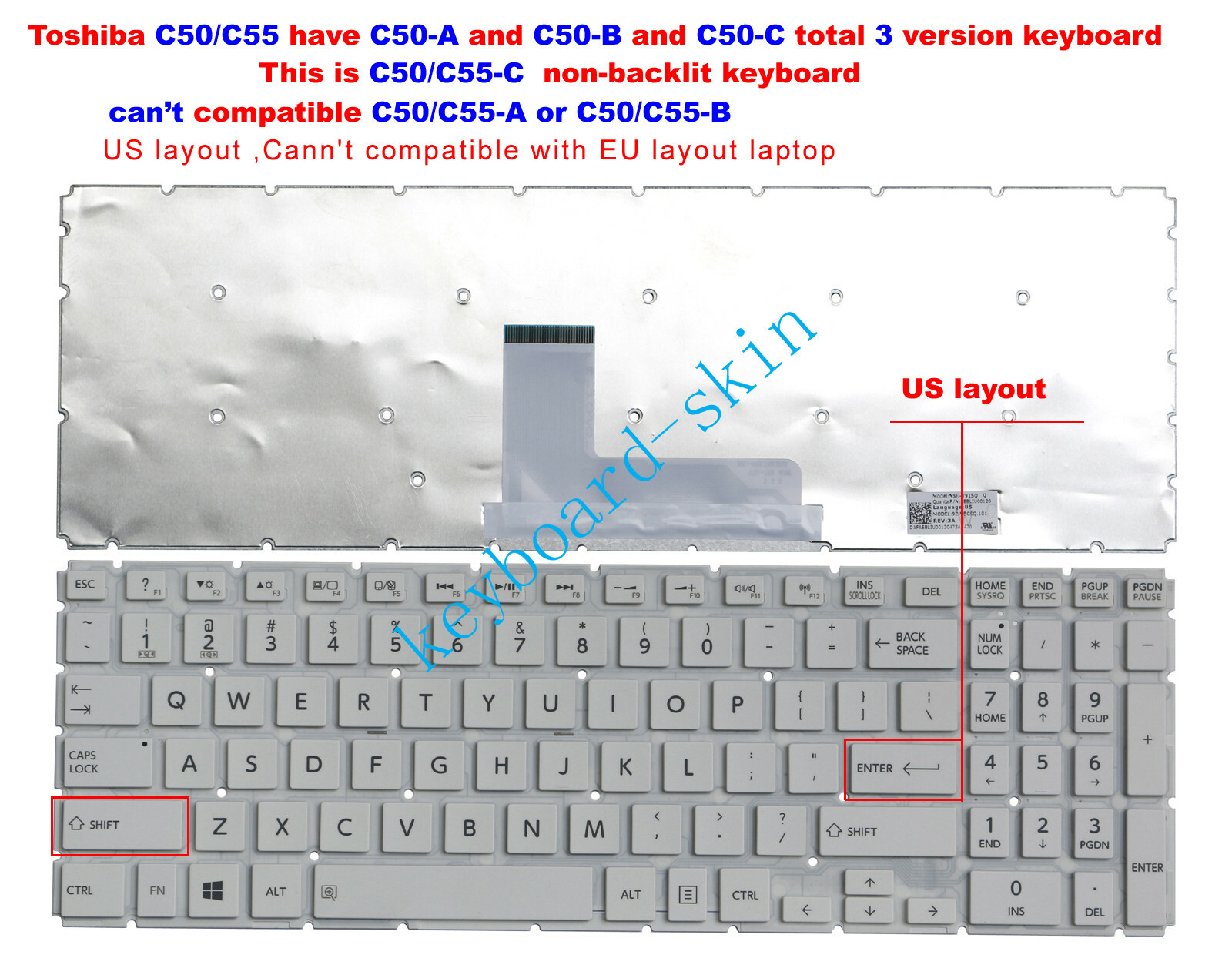 New for Toshiba C50-C C55T-C C55T-C5300 C55T-C5224 C55-C5270 US ...