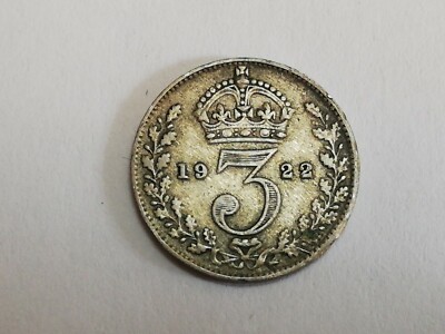 Silver Coin 3 PENCE 1922 GEORGIVS V D.G.BRITT OMN REX F.D.IND IMP. | eBay