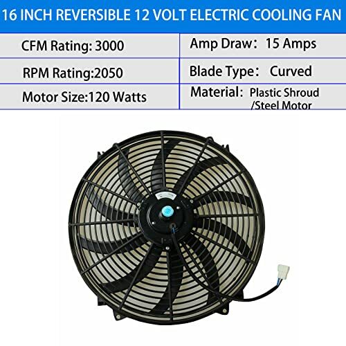 16" 16 Inch Electric Radiator Fan High 3000 + Cfm Thermostat Wiring ...