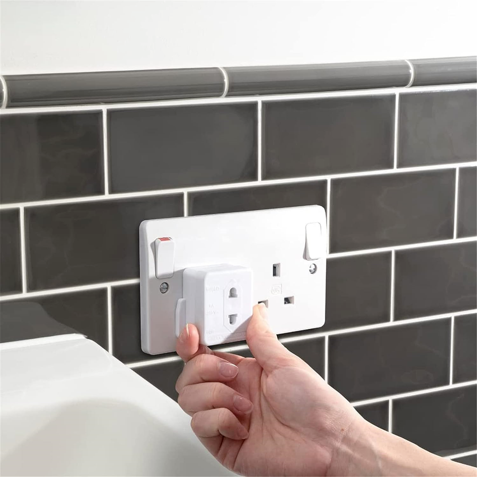 2 Pin To 3-Pin UK Shaver Adapter Plug Converter EU European Euro Europe ...