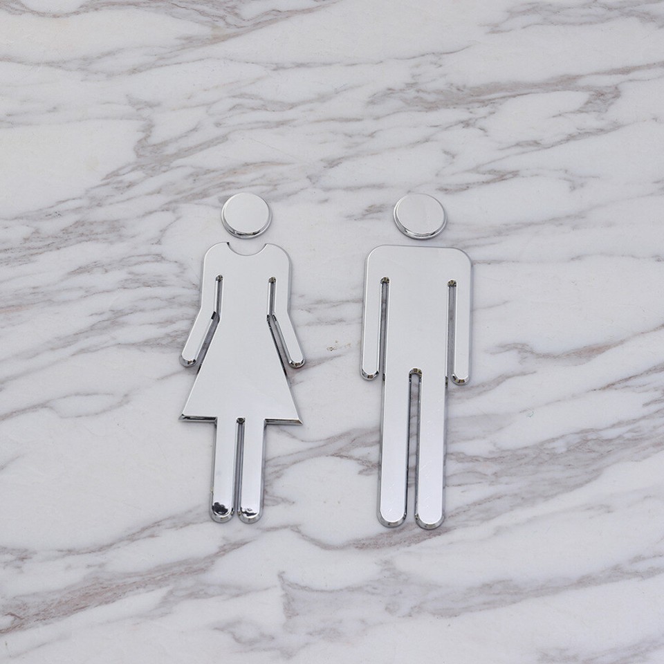 4 Pcs Self-adhesive Toilet Sticker Signboard Washroom Plate Men and ...