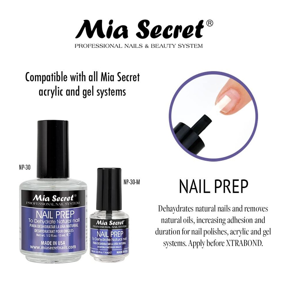 Mia Secret LIQUID MONOMER & Nail Prep (NP-30) & Xtrabond Primer (PR100 ...